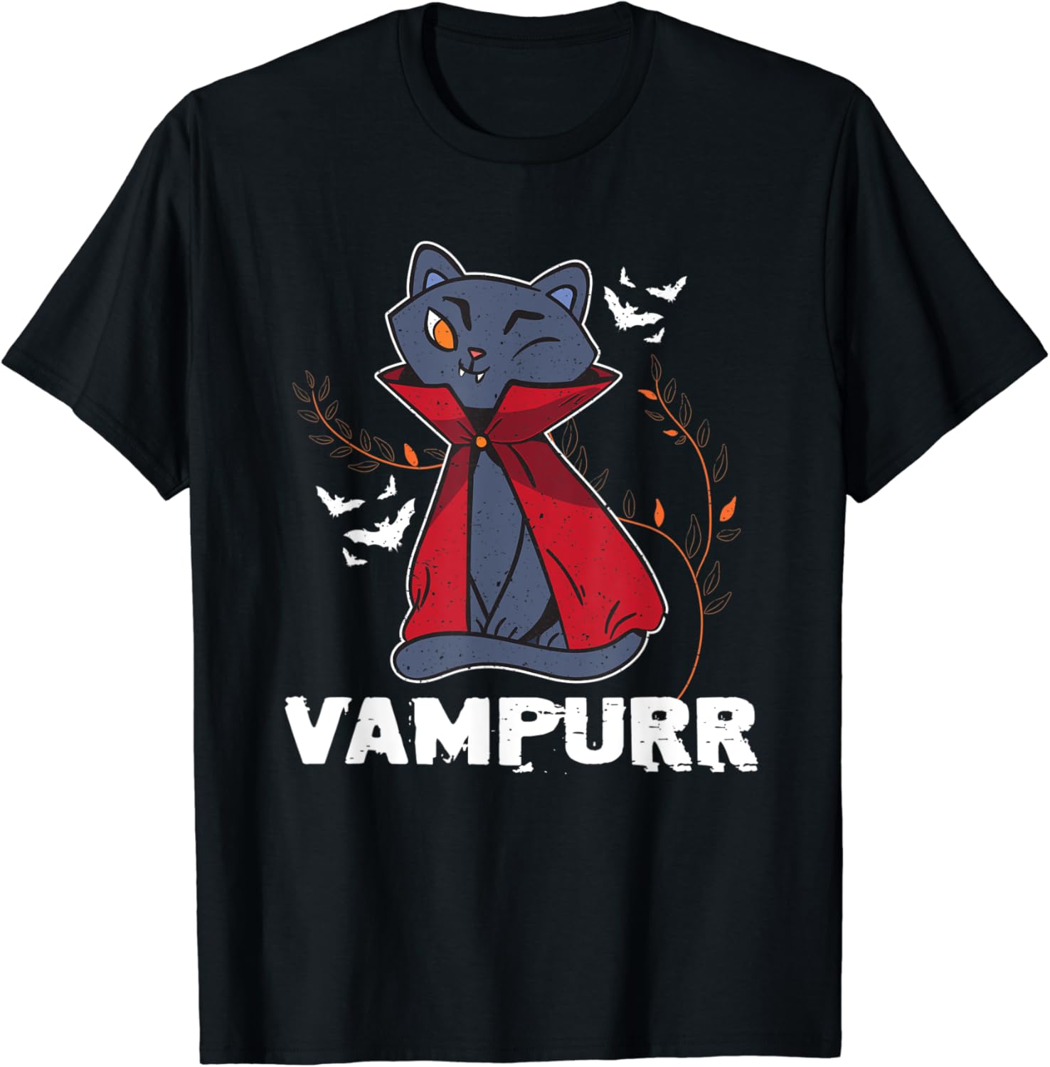 DOVU Vampurr Spooky Hal.Low.Een Cat Vampire Lover Pet Cat Owner T-Shirt ...