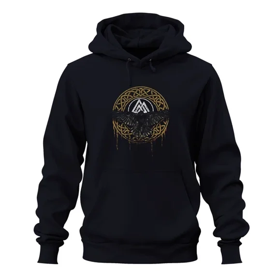 DOVU Viking Raven Valknut Norse Mythology Rune Circle Hoodie Outdoor ...