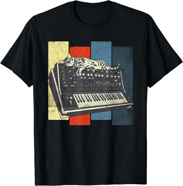 DOVU Vintage Analog Cat, Modular Synthesizer Keyboard Techno T-Shirt ...