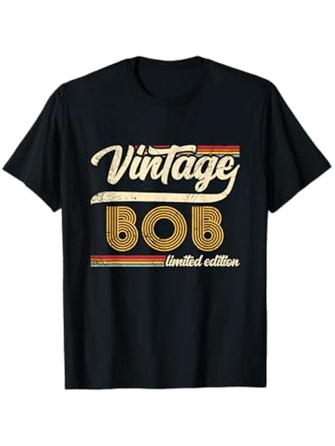 DOVU [Vintage Bob T-Shirt ] Black Vintage Bob Graphic Men'S Unisex S ...