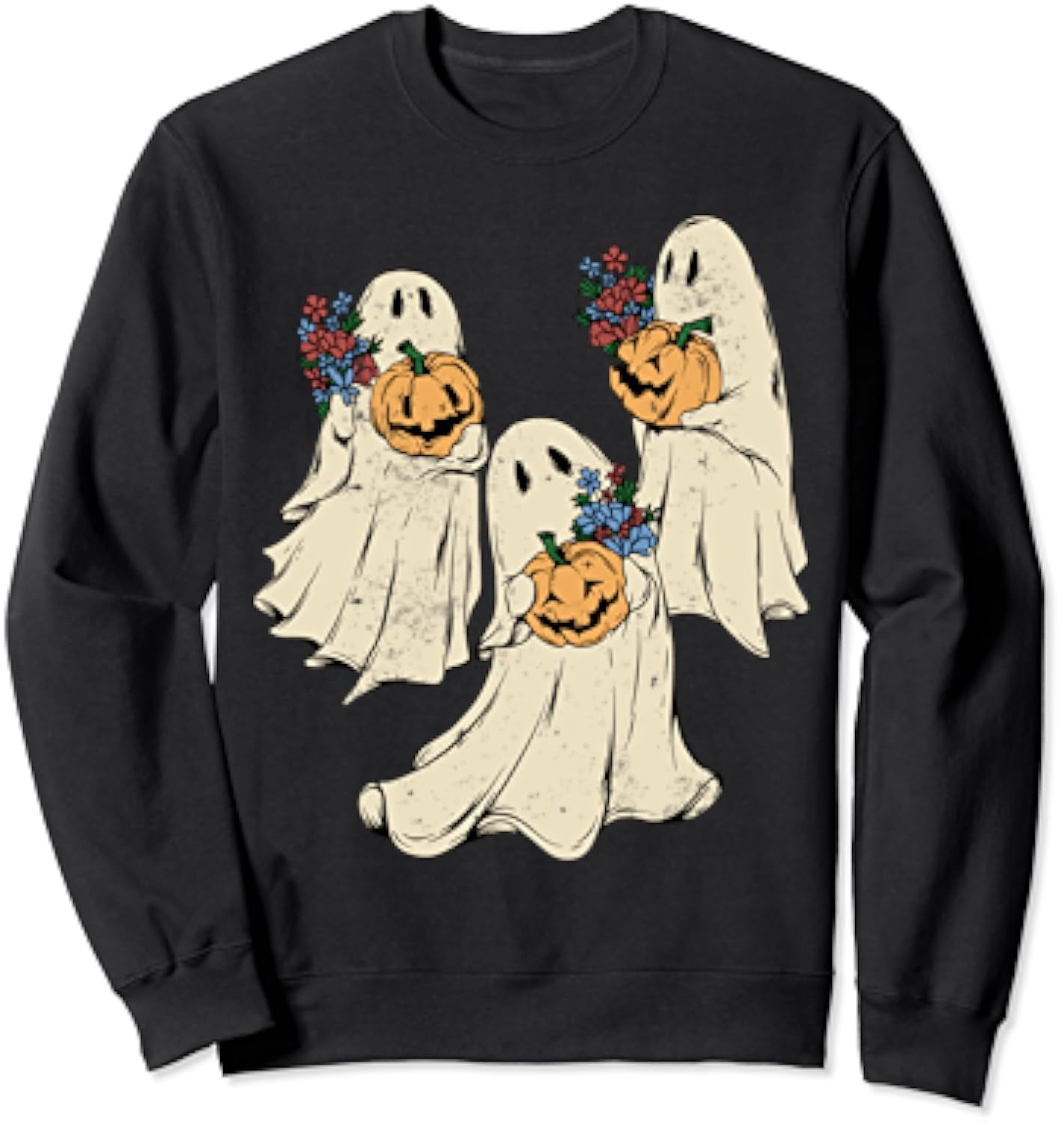 DOVU Vintage Floral Ghosts Cute Hal.Low.Een Spooky Season Sweatshirt Trendy Sweatshirt, Birthday ...