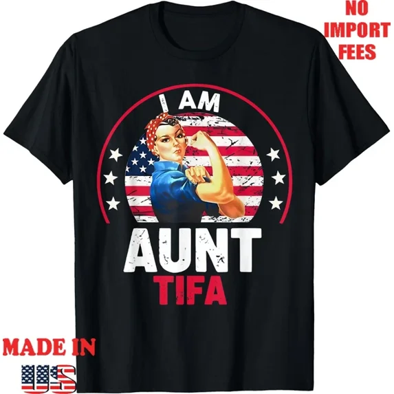 DOVU Vintage I Am Aunt Tifa Woman'S Aunt Tifa America Flag T-Shirt ...
