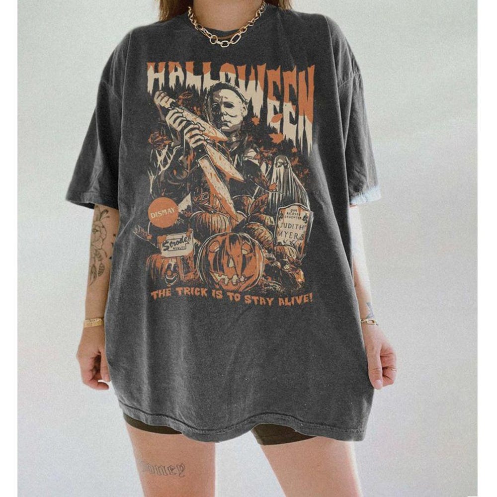 DOVU Vintage Mich.Ael My.Ers Hal.Low.Een Shirt, Horror Movie Shirt ...