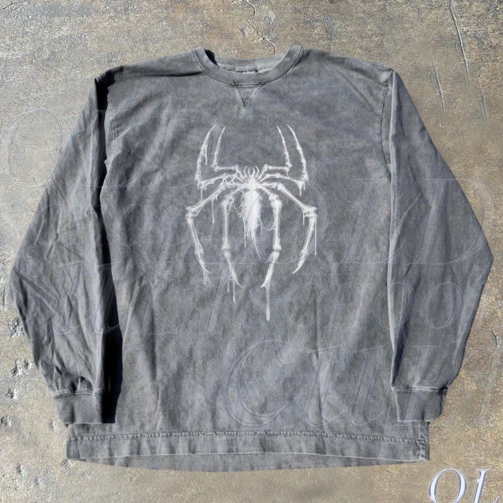 DOVU Vintage Spider Graphic Sweatshirt, Pump Cover Spider Sweatshirt ...