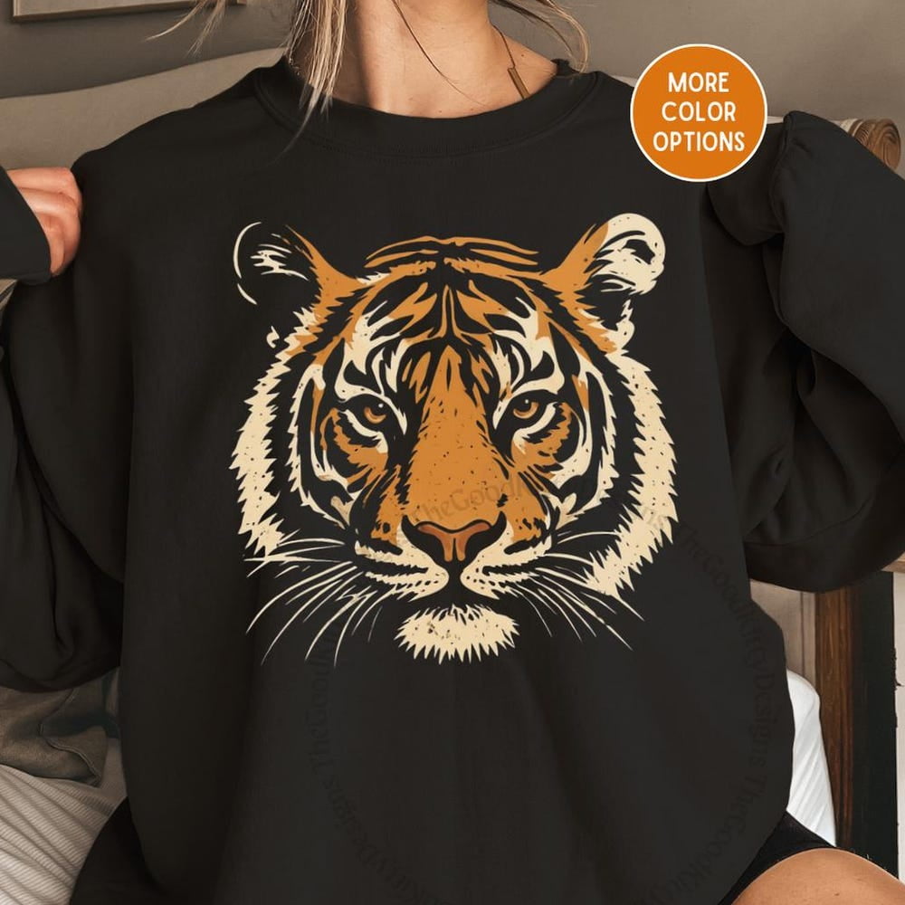 DOVU Vintage Tiger Sweatshirt Retro Tiger Sweatshirt 90S Animal Gift For Tiger Lover Wild Cat ...