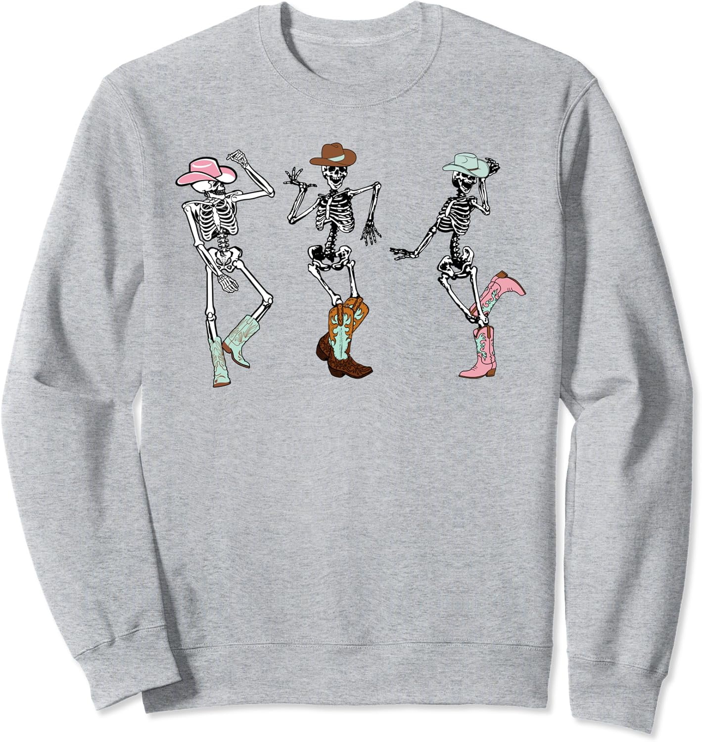 DOVU Western Hal.Low.Een Cute Skeleton, Funny Boot Scootin Spooky Sweatshirt Trendy Sweatshirt ...