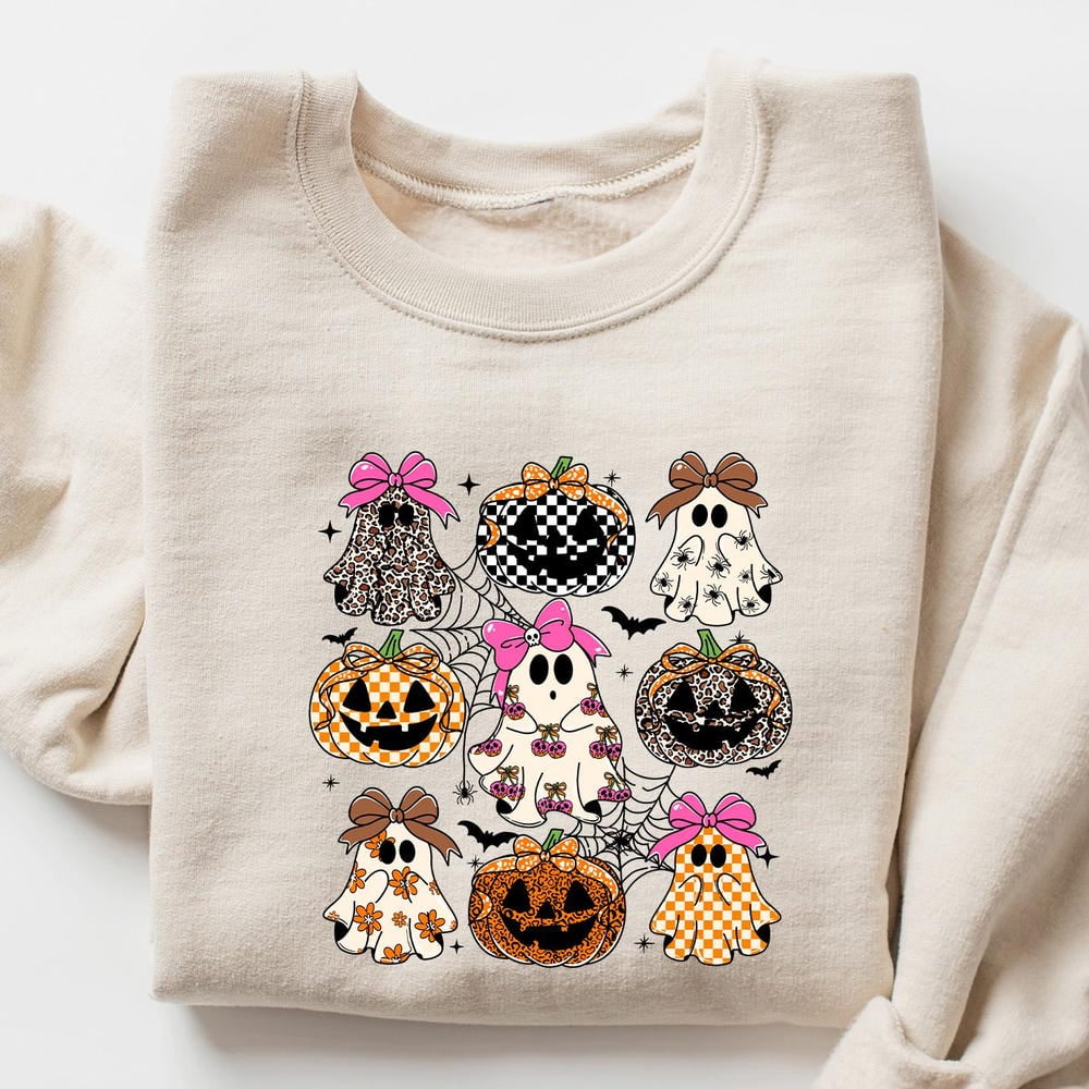 DOVU Western Hal.Low.Een Ghost Pumpkin Sweatshirt, Cowgirl Hal.Low.Een Sweatshirt, Girly Fall ...