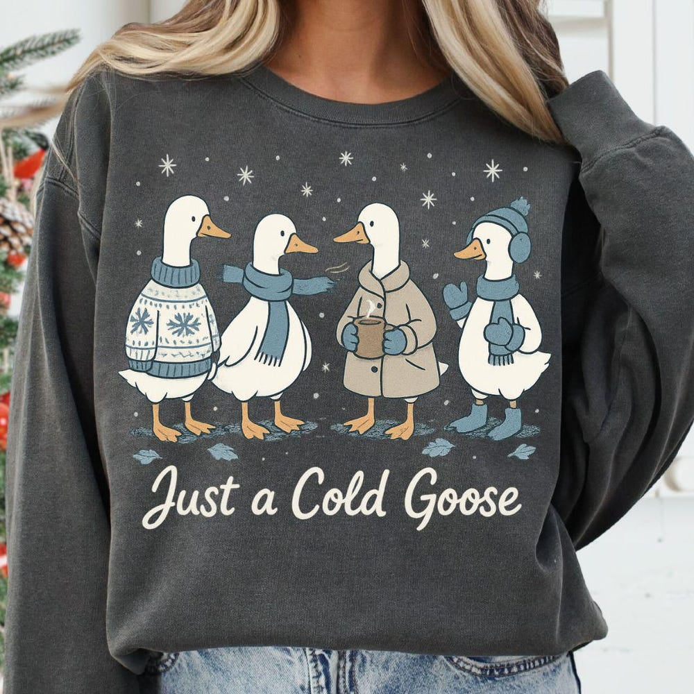 DOVU Winter Goose Sweatshirt, Funny Cozy Goose, Cute Winter Animals ...