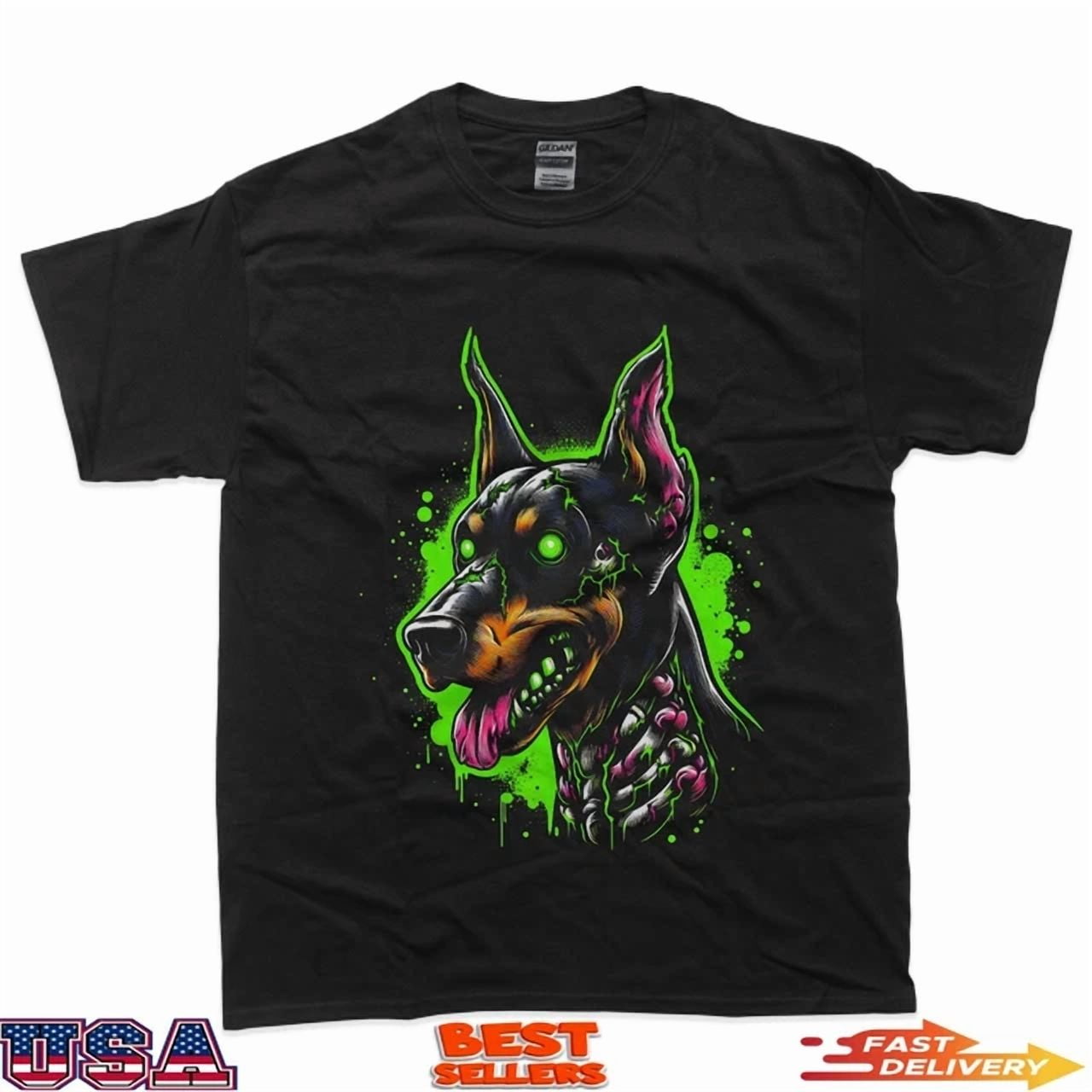 DOVU Zombie Doberman Dog Dark Hal.Low.Een Horror Skeleton Gifts T-Shirt ...