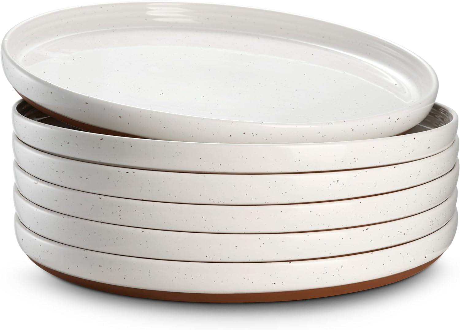 DOWAN 10.5” Moon-White Sesame Glaze Large Dinner Plates Set of 6 ...