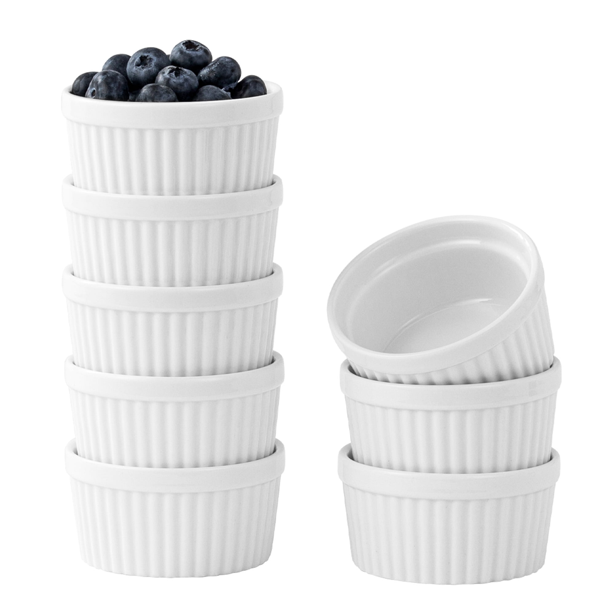 DOWAN 4Oz White Ceramic Ramekins Set of 8, Porcelain Tart Ramekins ...