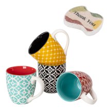 TJ Gobal Porcelain Coffee Mug, Tea Cup with Saucer and Golden Spoon ...