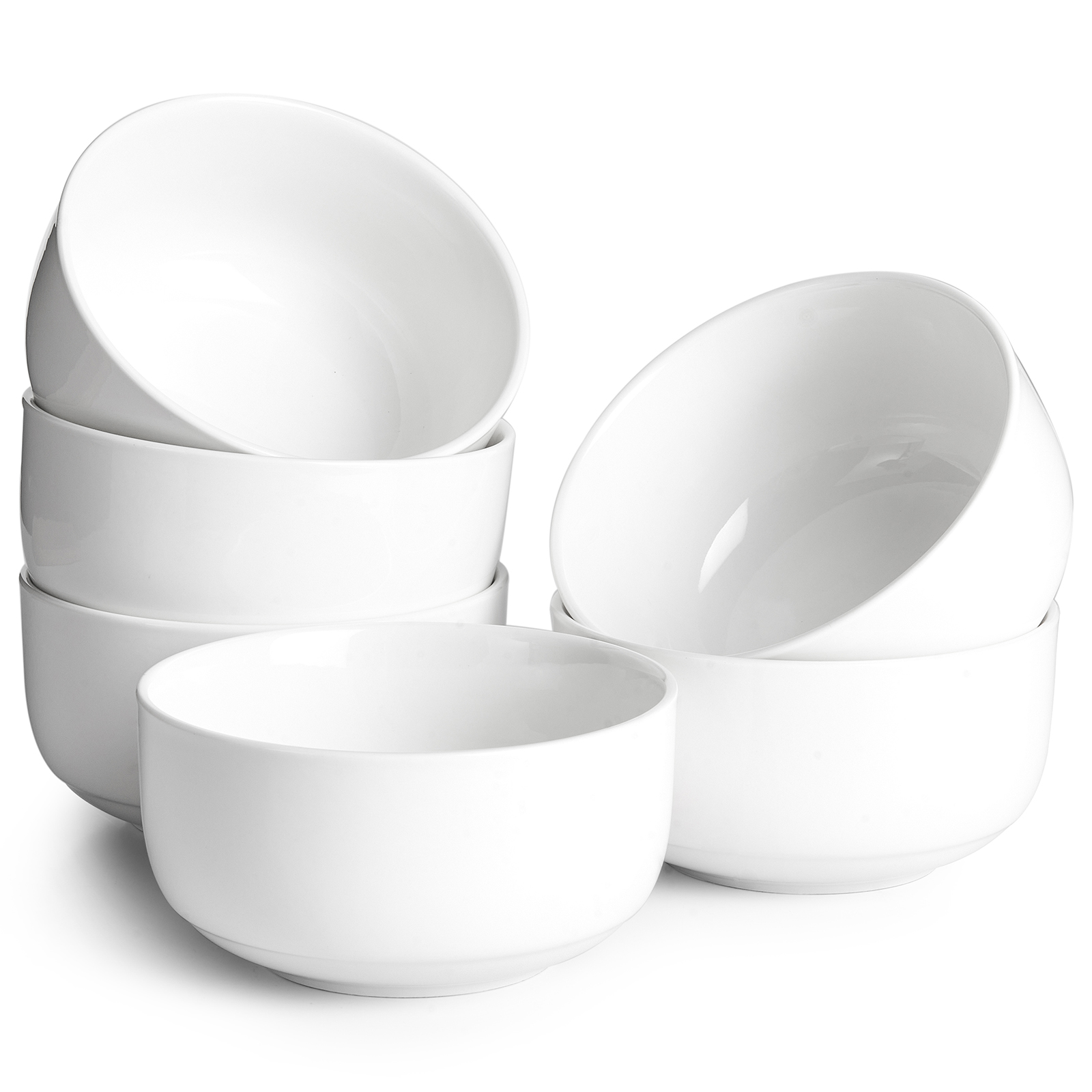 Tabletops Gallery 10 Pack White Ceramic 5.5" Cereal Bowls Set for ...