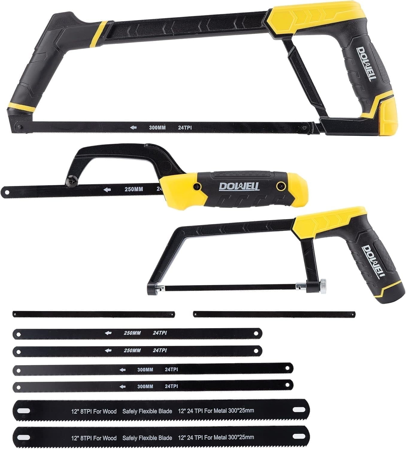 DOWELL Hacksaw Frame Set Heavy Duty Handsaw 12-inch 10-inch 6-inch Mini ...