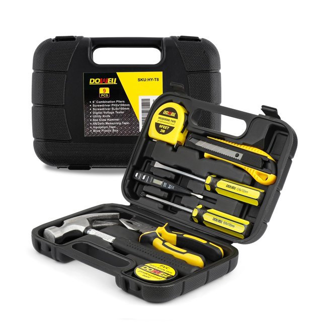DOWELL Small Homeowner Tool Set 9 Pieces General Household Small Hand ...
