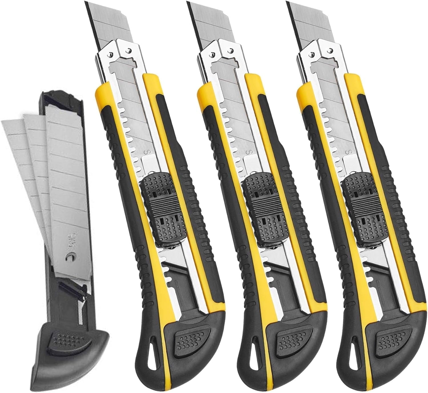 DOWELL Utility Knife Box Cutter, 3PK, Retractable Self-Loading ...