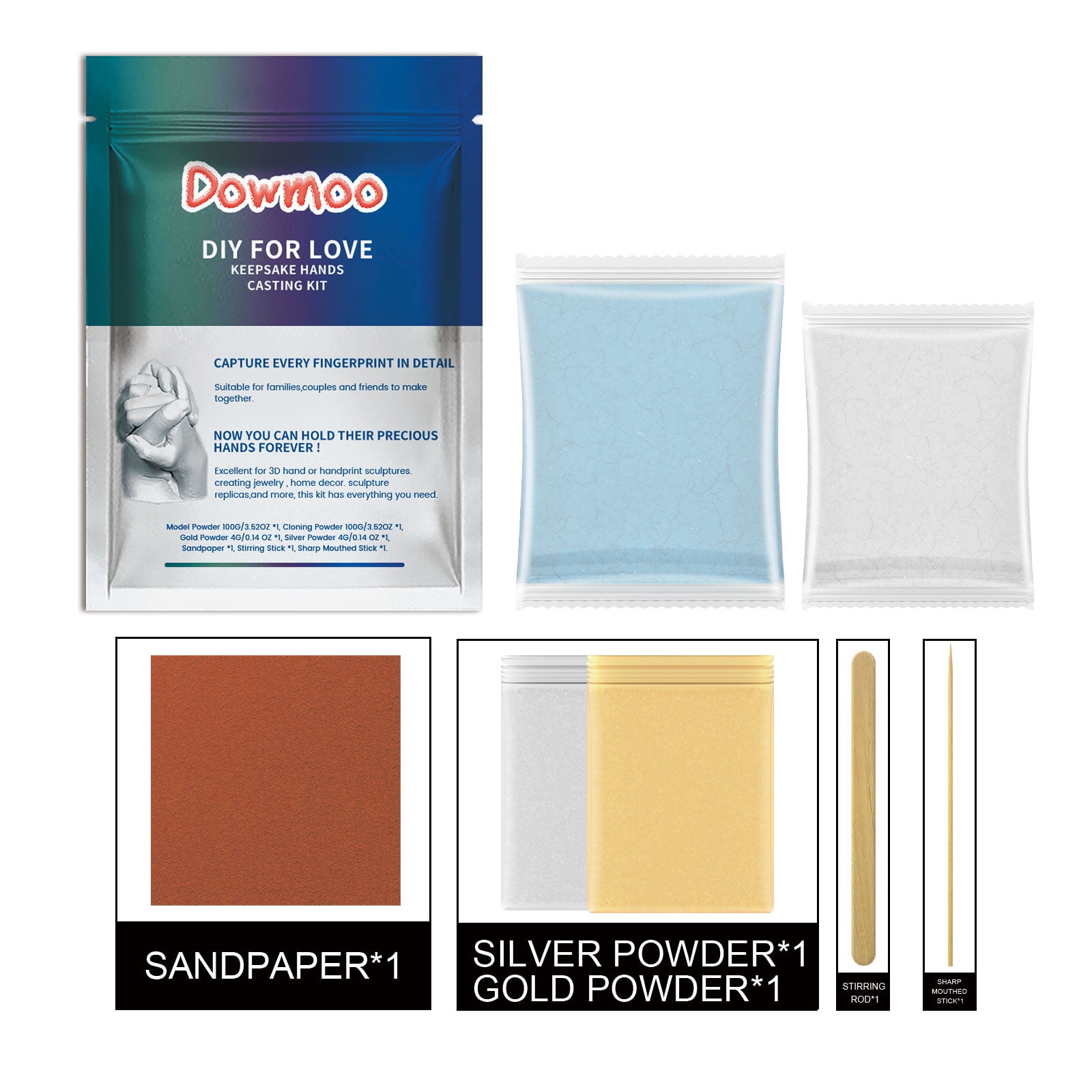 DOWMOO Diy For Love Keepsake Hands Casting Kit, Homemade Holiday Gift Hand-Seal Clay Plaster ...