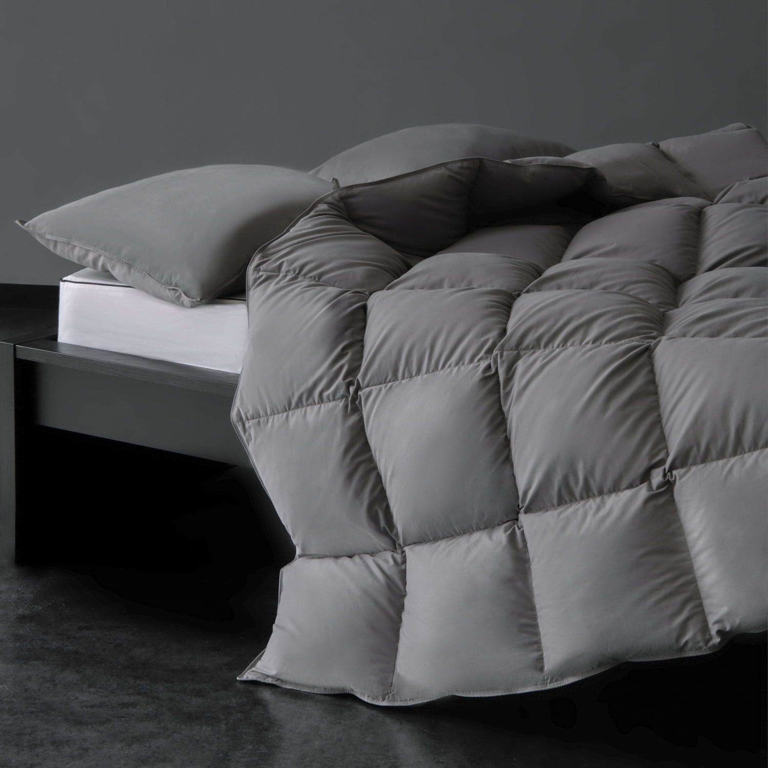 DOWNFORT Feathers Down Fiber Comforter Oversized King Size - High Fill Power All Season Fluffy ...