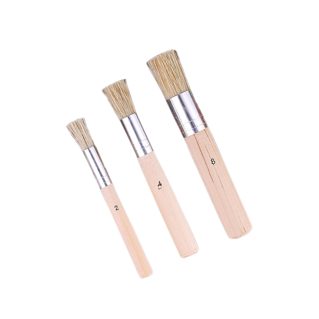 DOYOUNG Wooden Stencil Brush Set 3Pcs Natural Bristle Template Paint ...