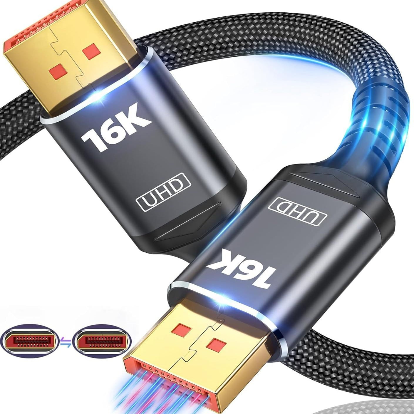 DP 2.1 Cable 16K High Refresh 240Hz for PC Monitor to Graphics Card ...