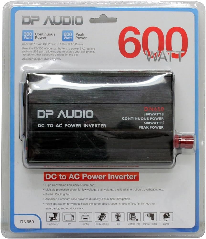 DP Audio DN650 600-Watts DC to AC Power Inverter (Black) - New ...