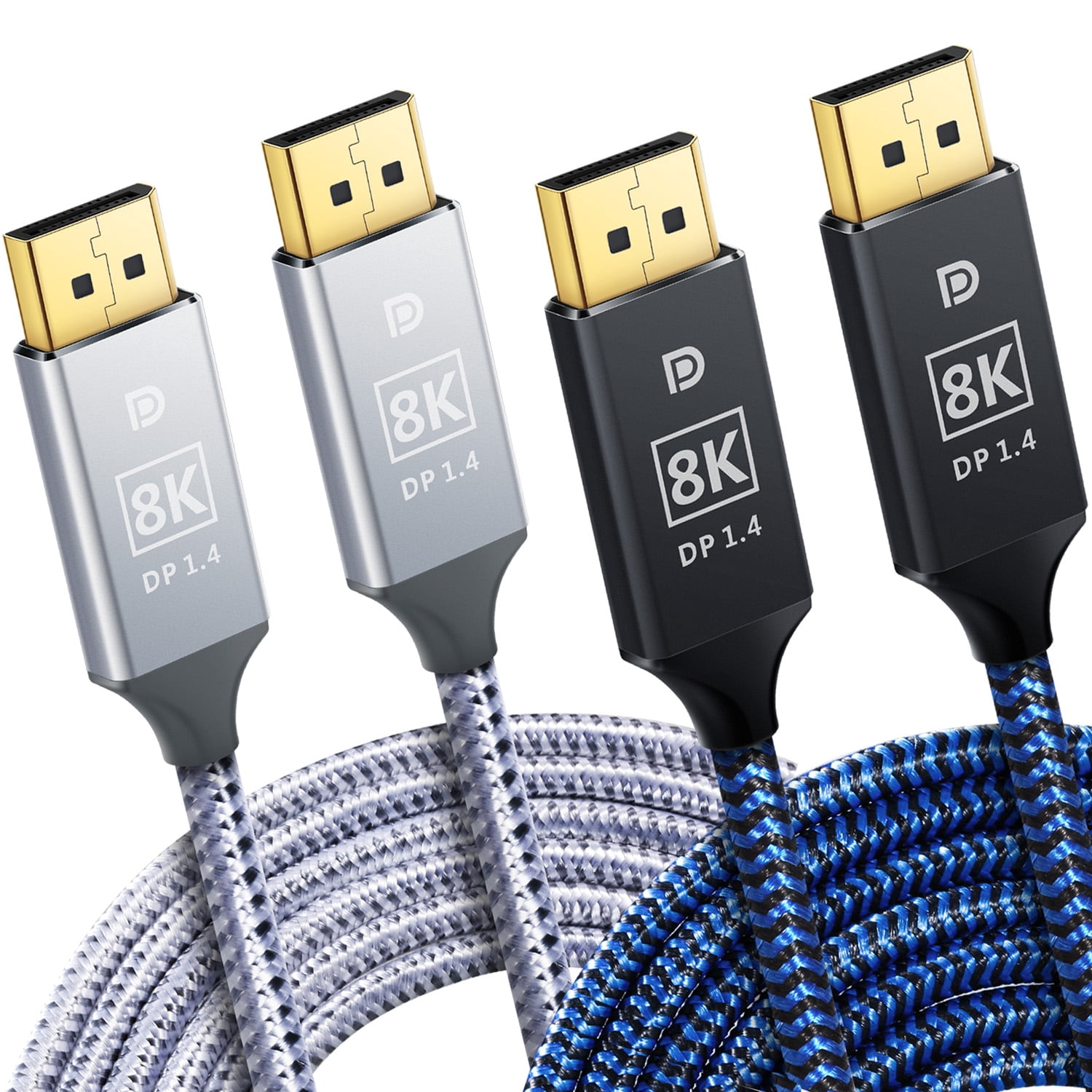 DP Cable 2 Meter 2PACK High Quality Braided Display Port Male to Male ...