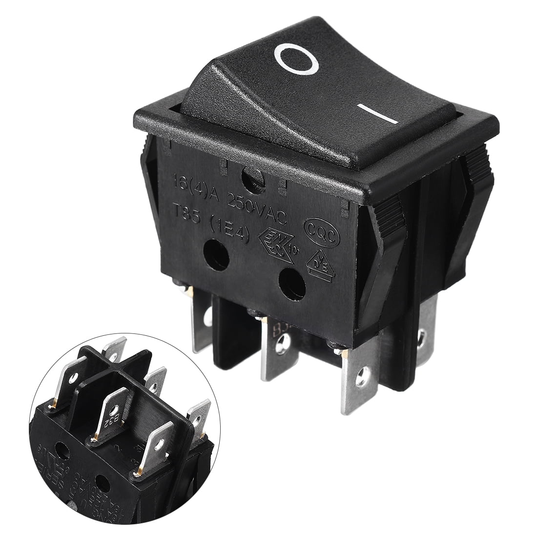 DPDT 6P 2Position 2NO 2NC ON-OFF Snap in Mounting Rocker Switch 16A ...