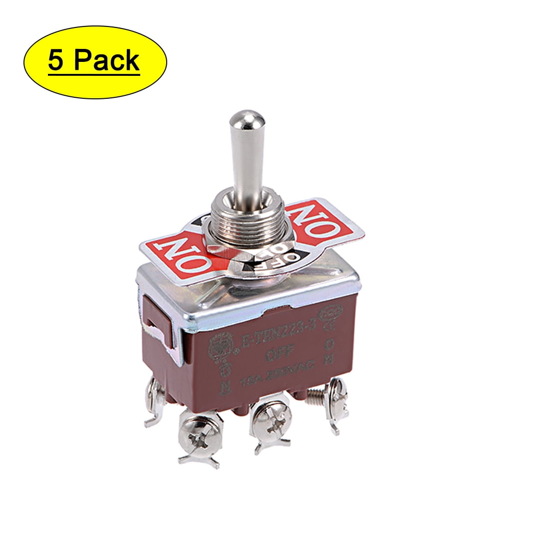 DPDT Momentary Rocker Toggle Switch AC 15A 250V 6P ON/OFF/ON Metal Bat ...