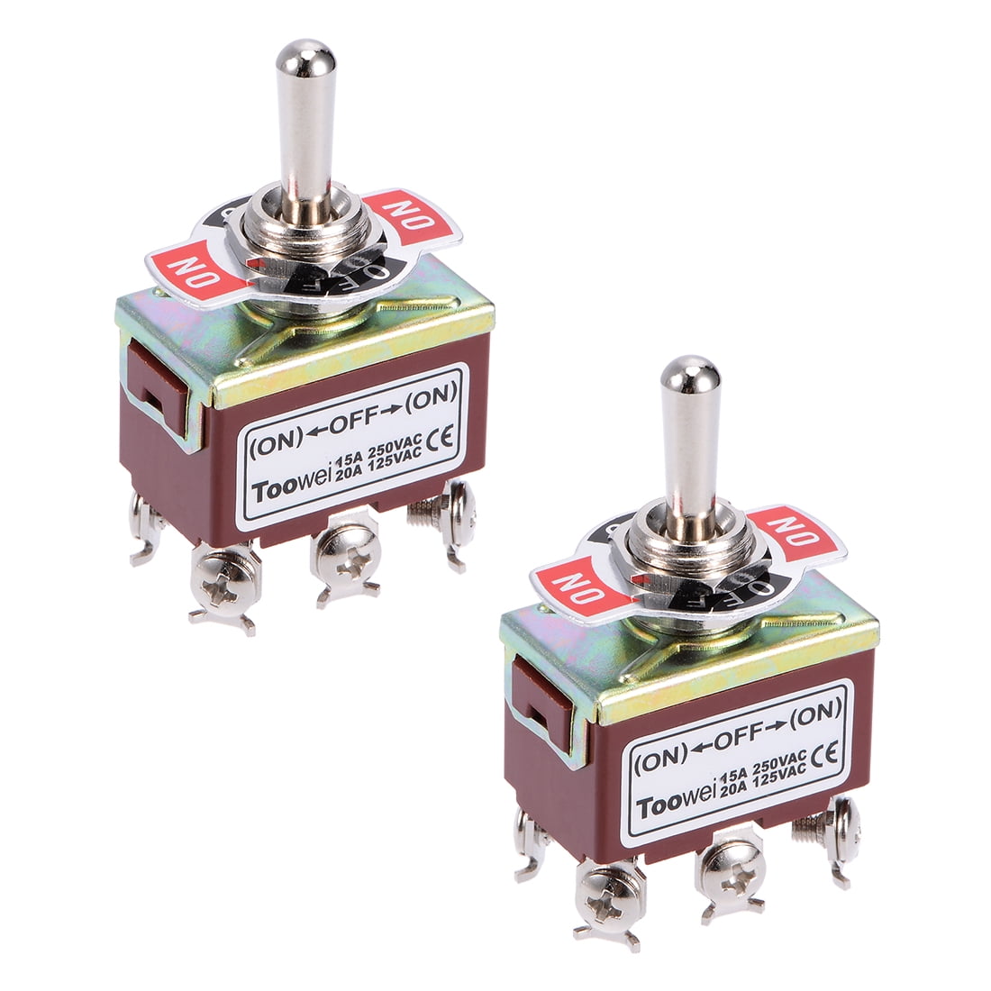 DPDT Rocker Toggle Switch Heavy 15A 250V 20A 125V 6P ON/ON 2pcs ...