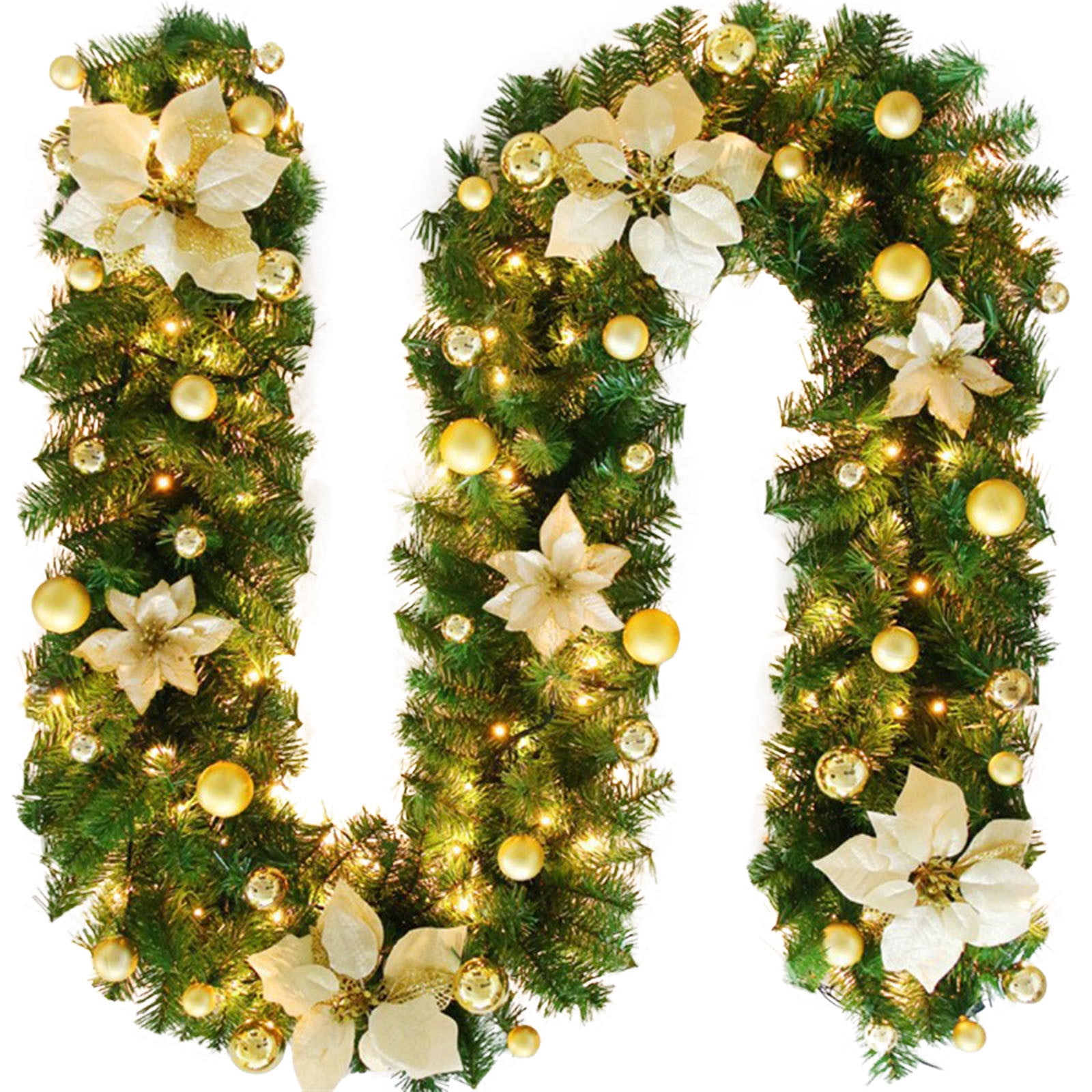 DPITYSERENSIO Christmas Garland 2024 9ft Christmas Garland with LED ...