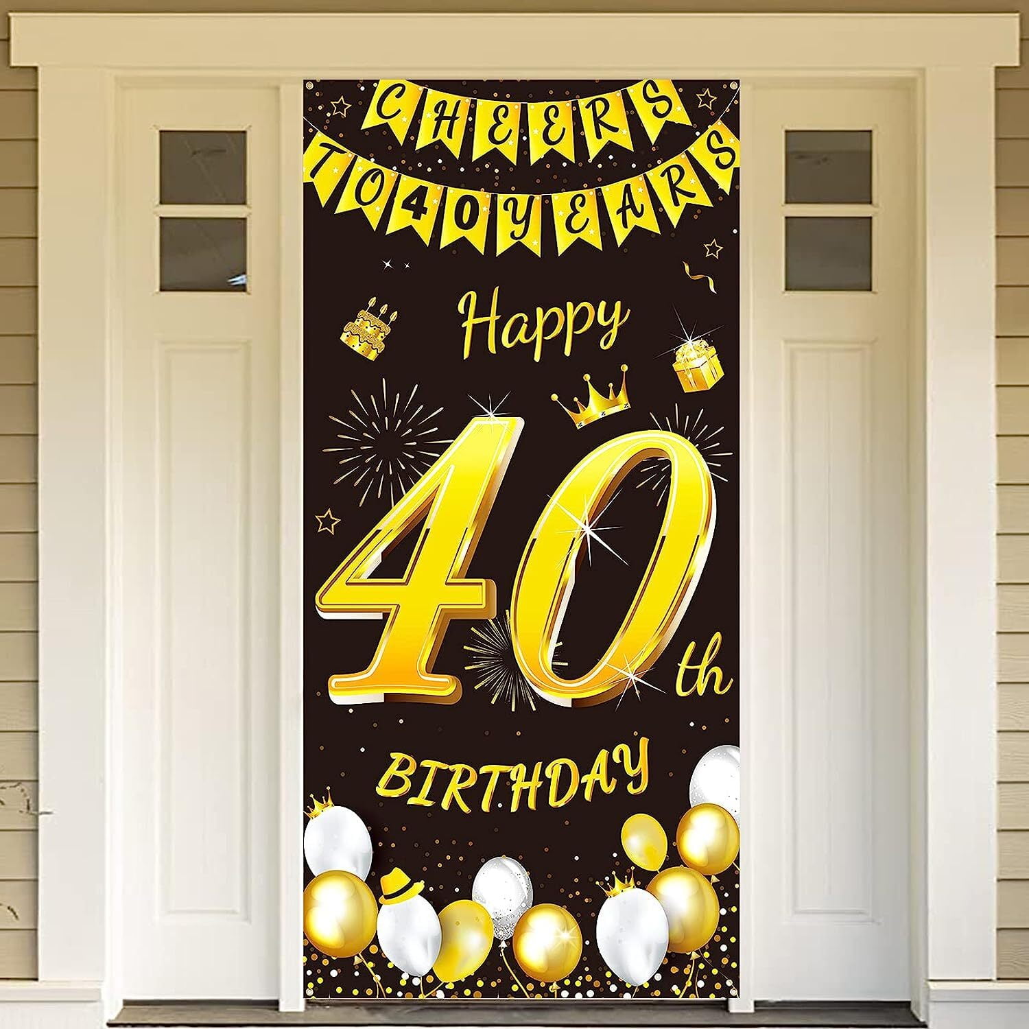 Dpkow Black Gold 40th Birthday Decoration For Men Women Black Gold