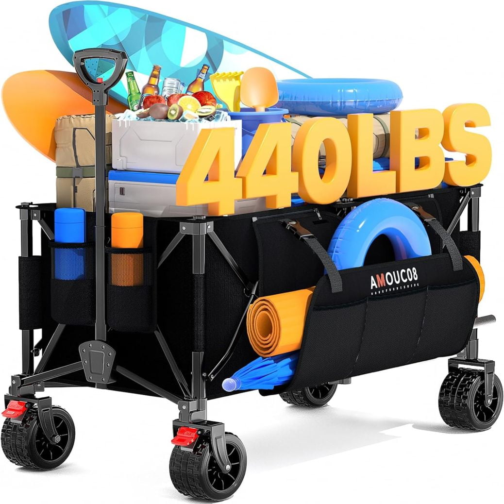 300L Large Wagons Carts Foldable, Heavy-Duty Collapsible Wagon Cart ...