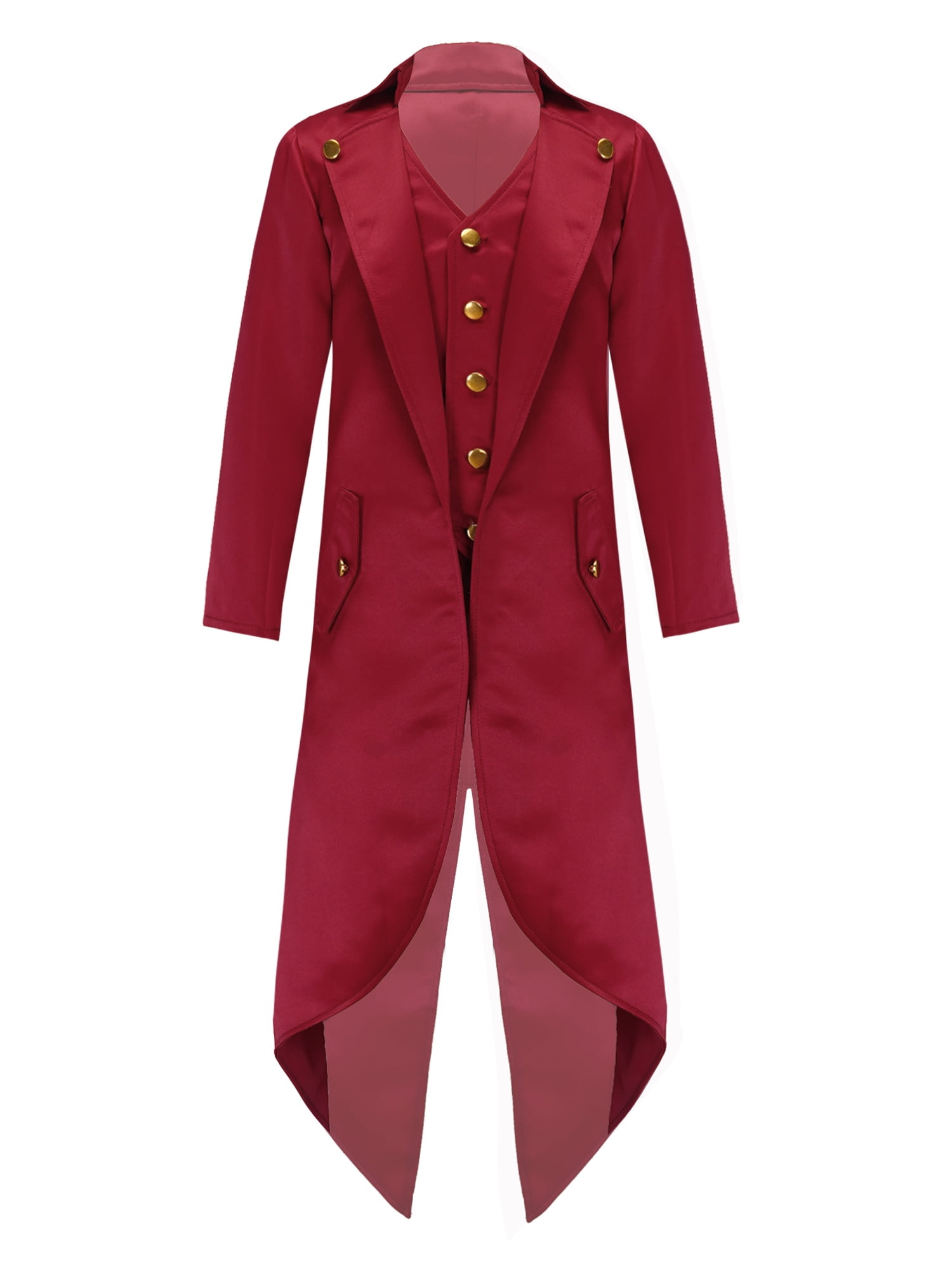 DPOIS Boys Steampunk Gothic Victorian Frock Coat Costume Burgundy 16 ...