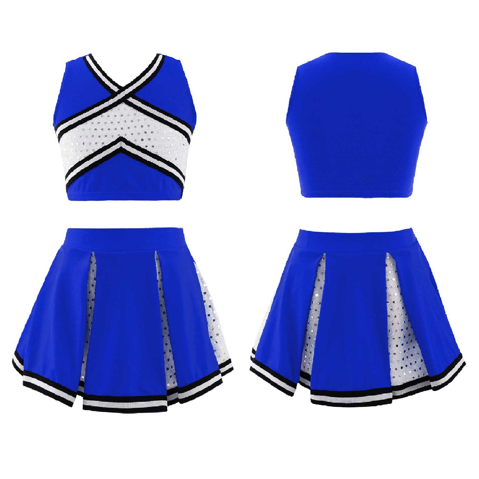 DPOIS Girl's Cheerleading Costume Sleeveless Top with Skirt Set ...