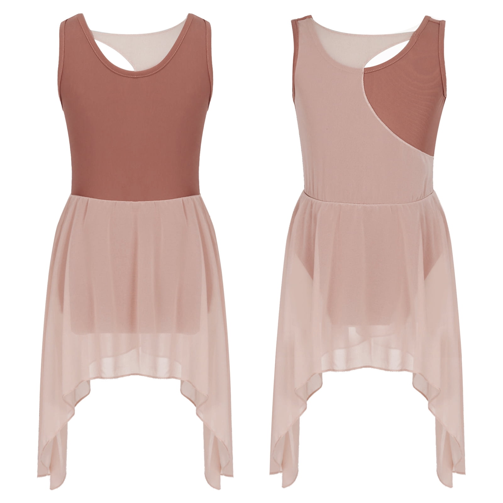 DPOIS Girl's Sleeveless Mesh Ballet Tutu Dress Gymnastics Leotards ...