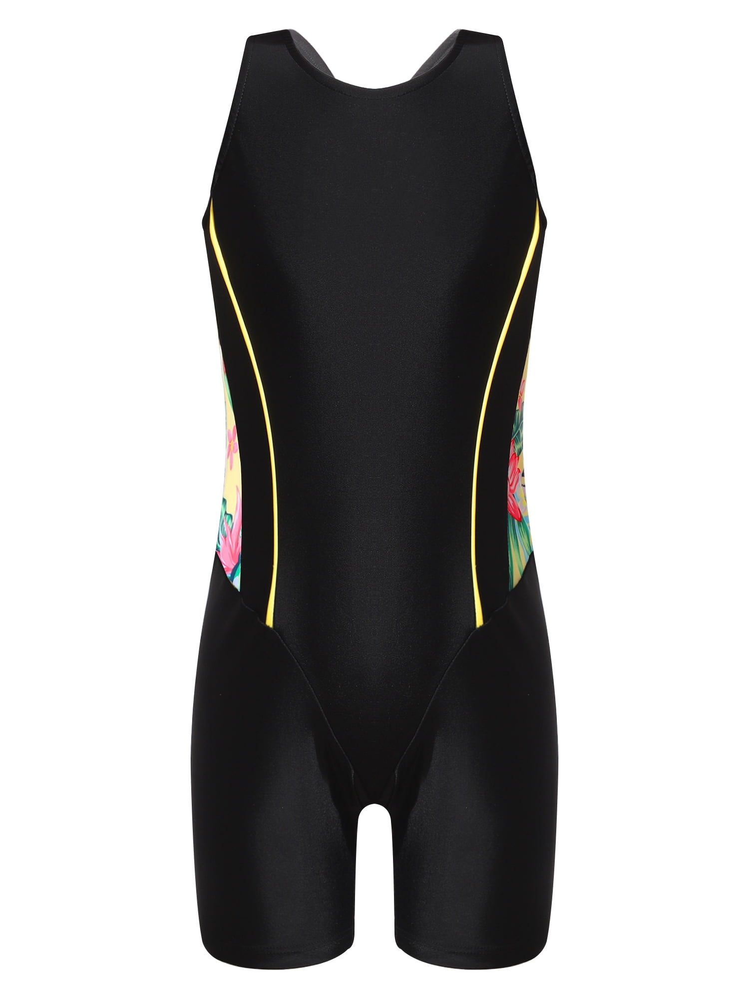 DPOIS Girls Boyleg Cutout One-piece Swimsuits Swimming Costume Yellow ...