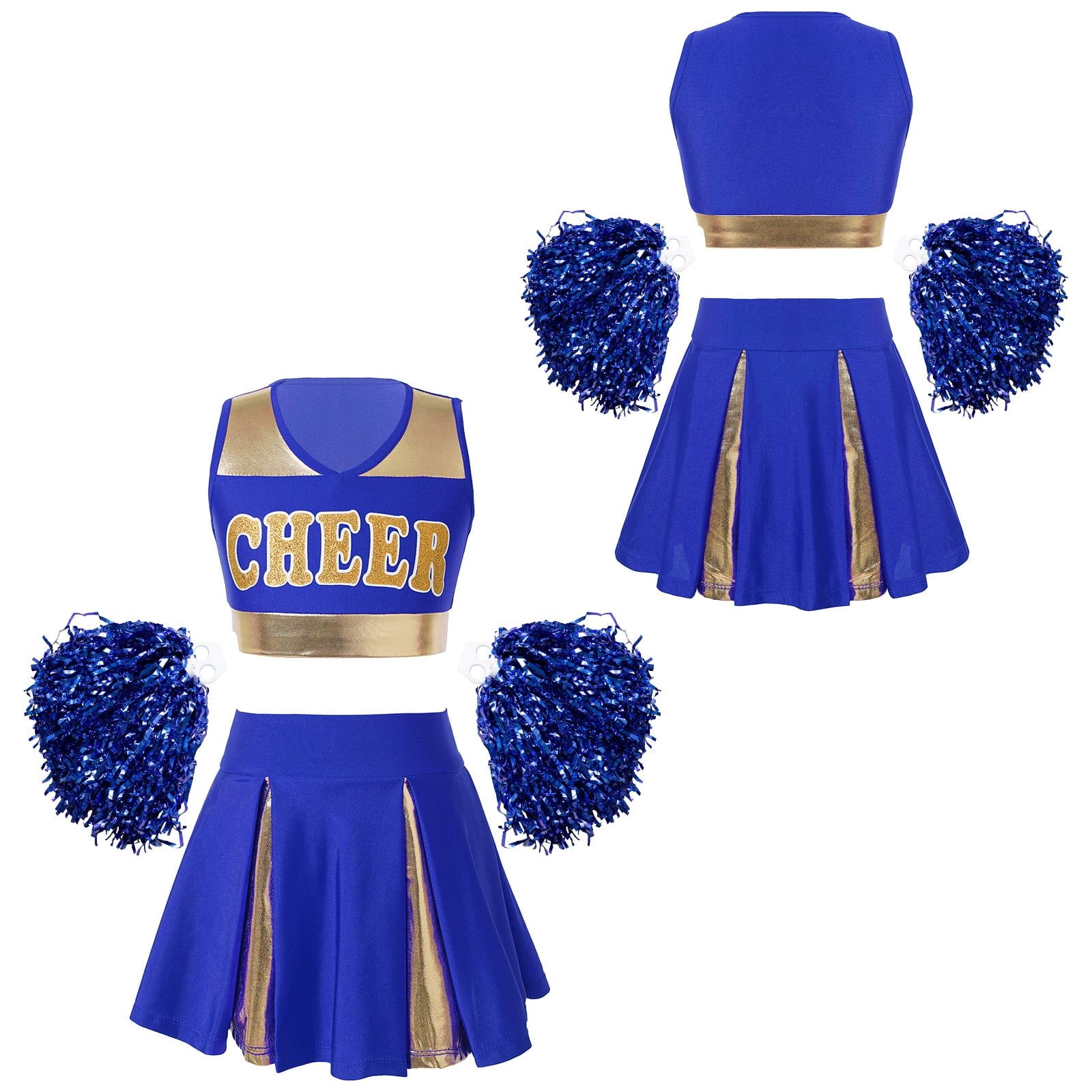 DPOIS Girls Cheer Leader Costume Kids Cheerleading Uniform Fancy Dress ...