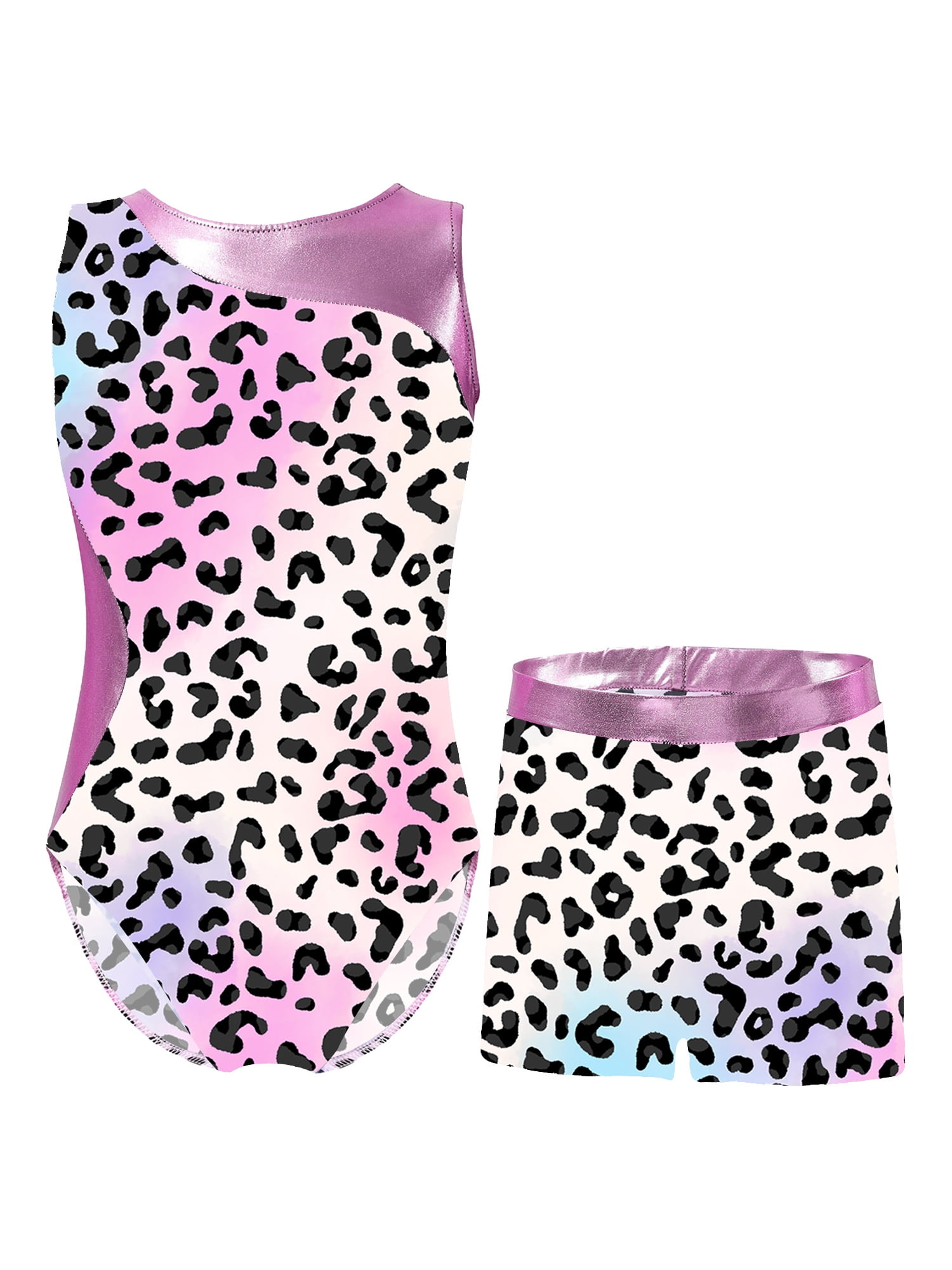 DPOIS Girls Gymnastics Leotard Ballet Dance Unitard with Shorts Leopard ...