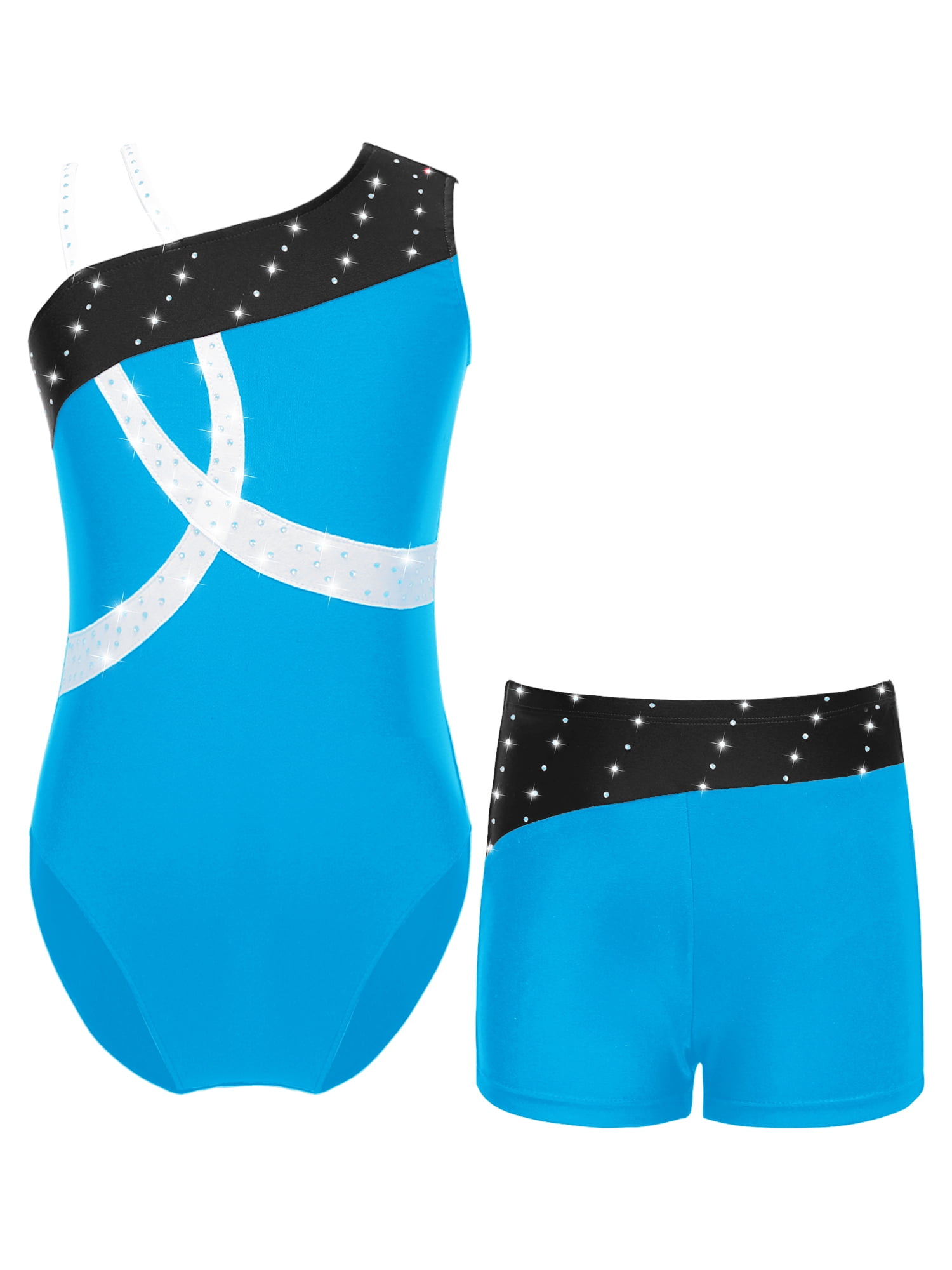 DPOIS Girls Gymnastics Leotard with Shorts Ballet Dance Unitard ...
