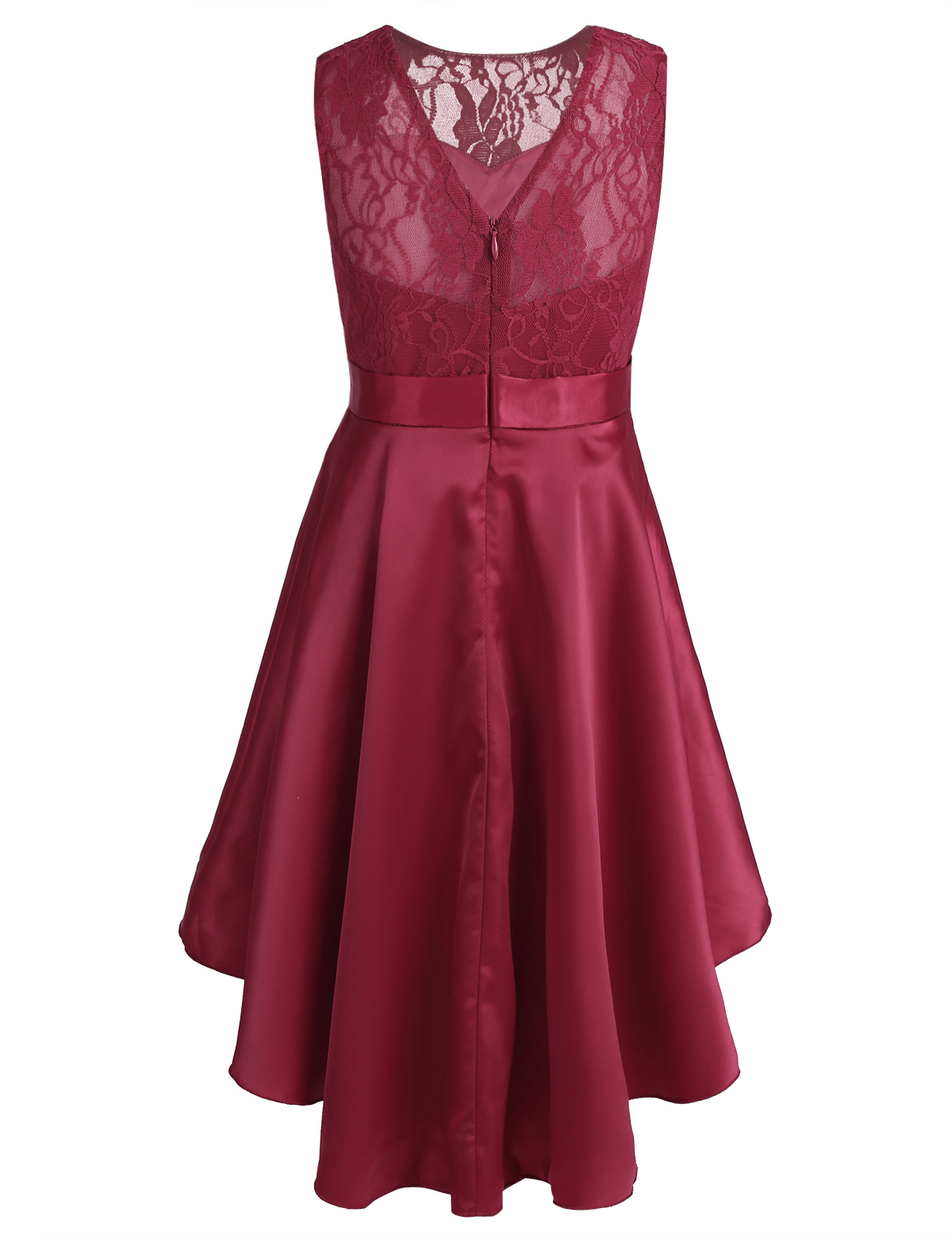 DPOIS Girls Lace High-low Hem Flower Girl Dress Princess Wedding ...