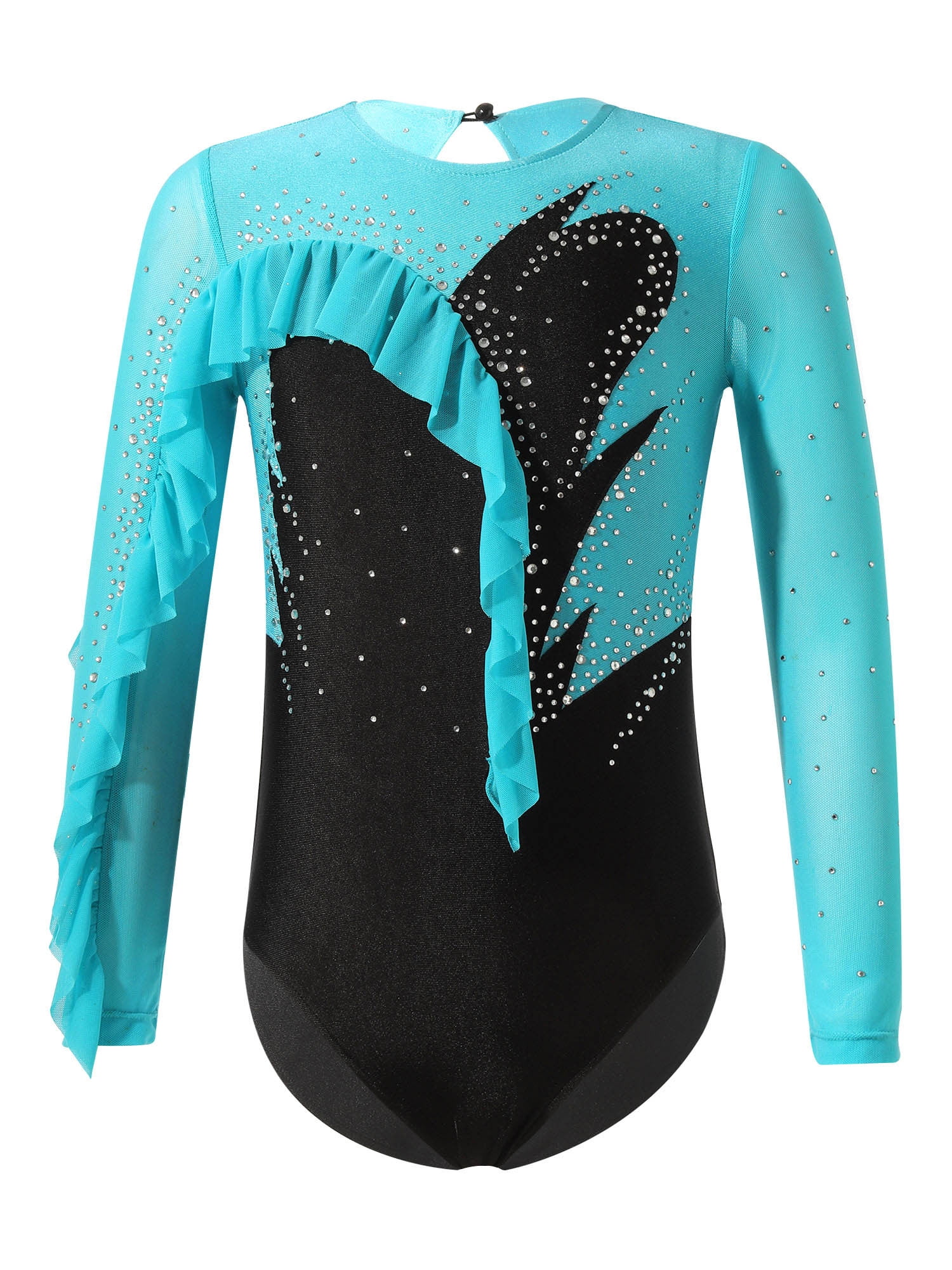 DPOIS Girls Long Sleeve Gymnastics Leotards Ruffle Edge Ballet Dance ...