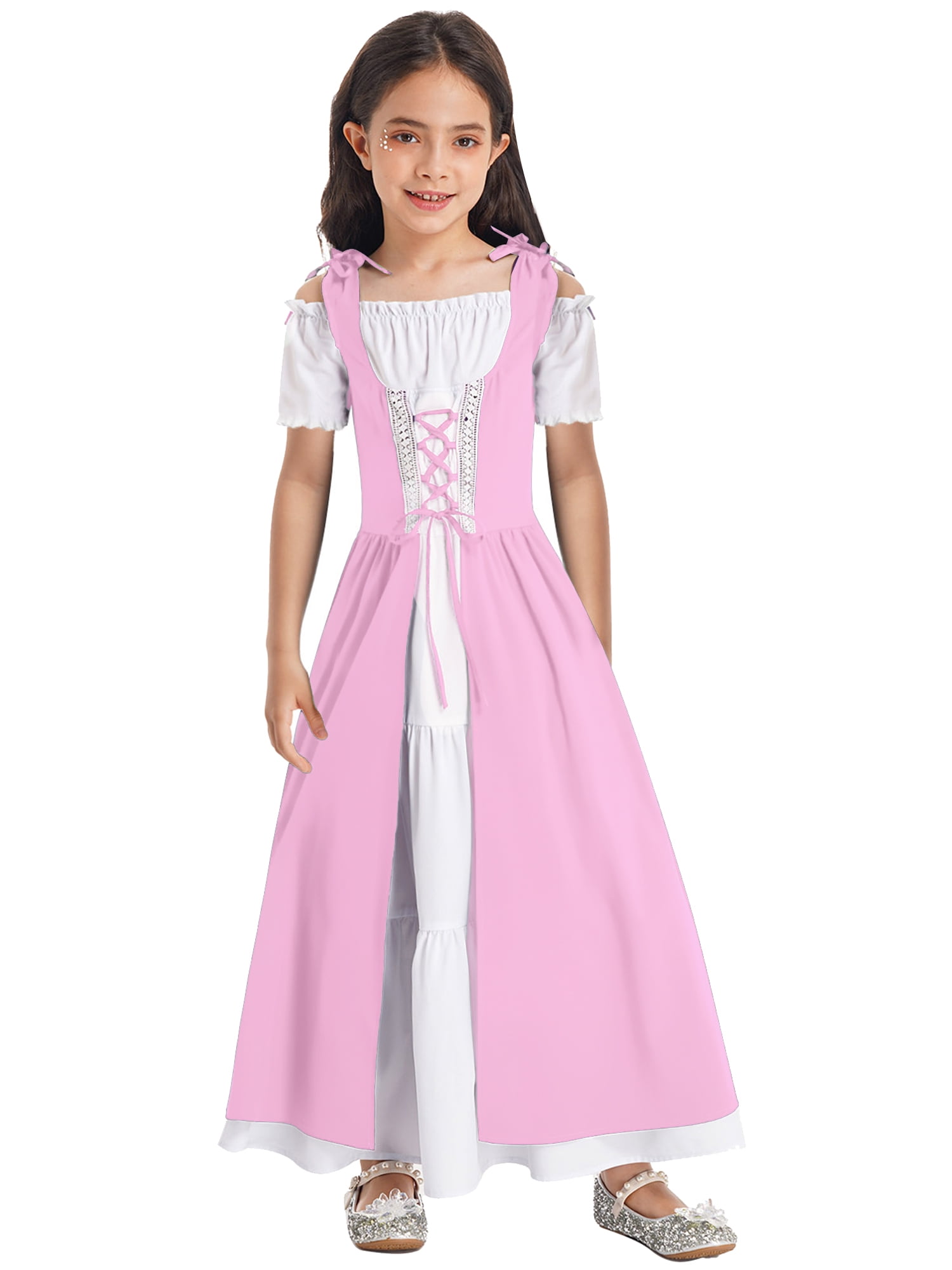 DPOIS Girls Medieval Princess Costume Renaissance Retro Gown Dress for ...
