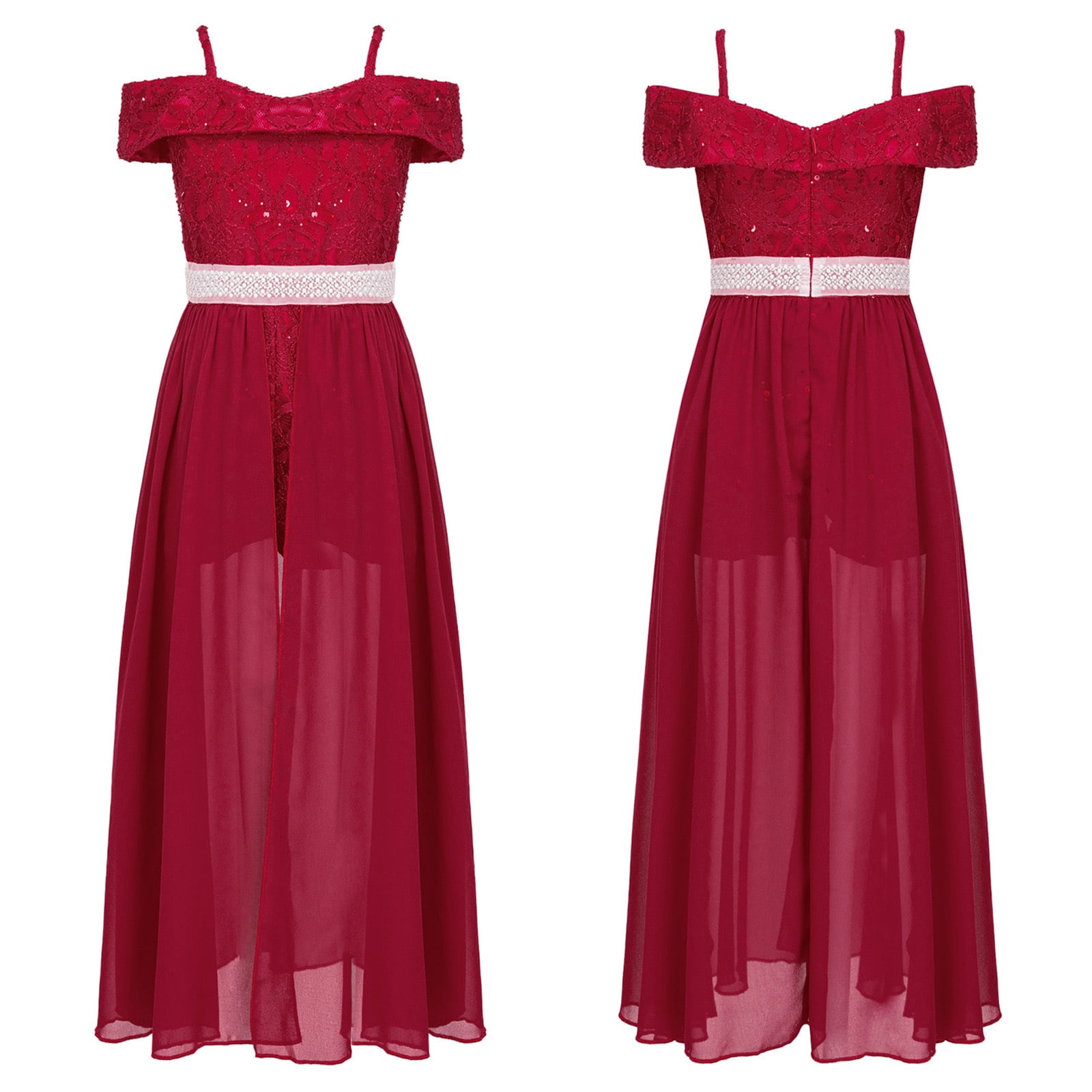 DPOIS Girls Off Shoulder Romper Dress Flower Kids Spaghetti Straps Lace ...