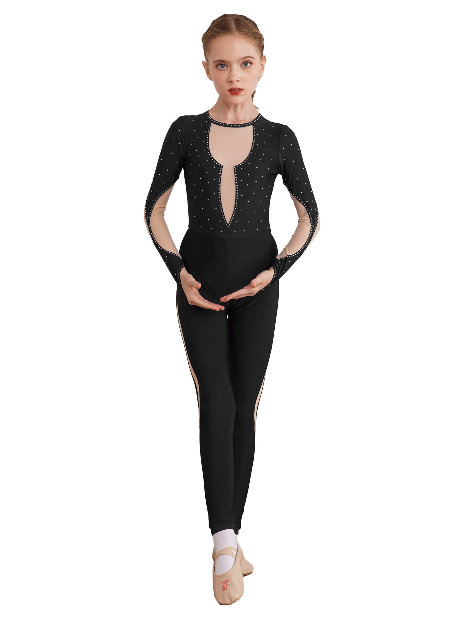 DPOIS Girls One Piece Ballet Dance Leotards Full Body Gymnastics ...