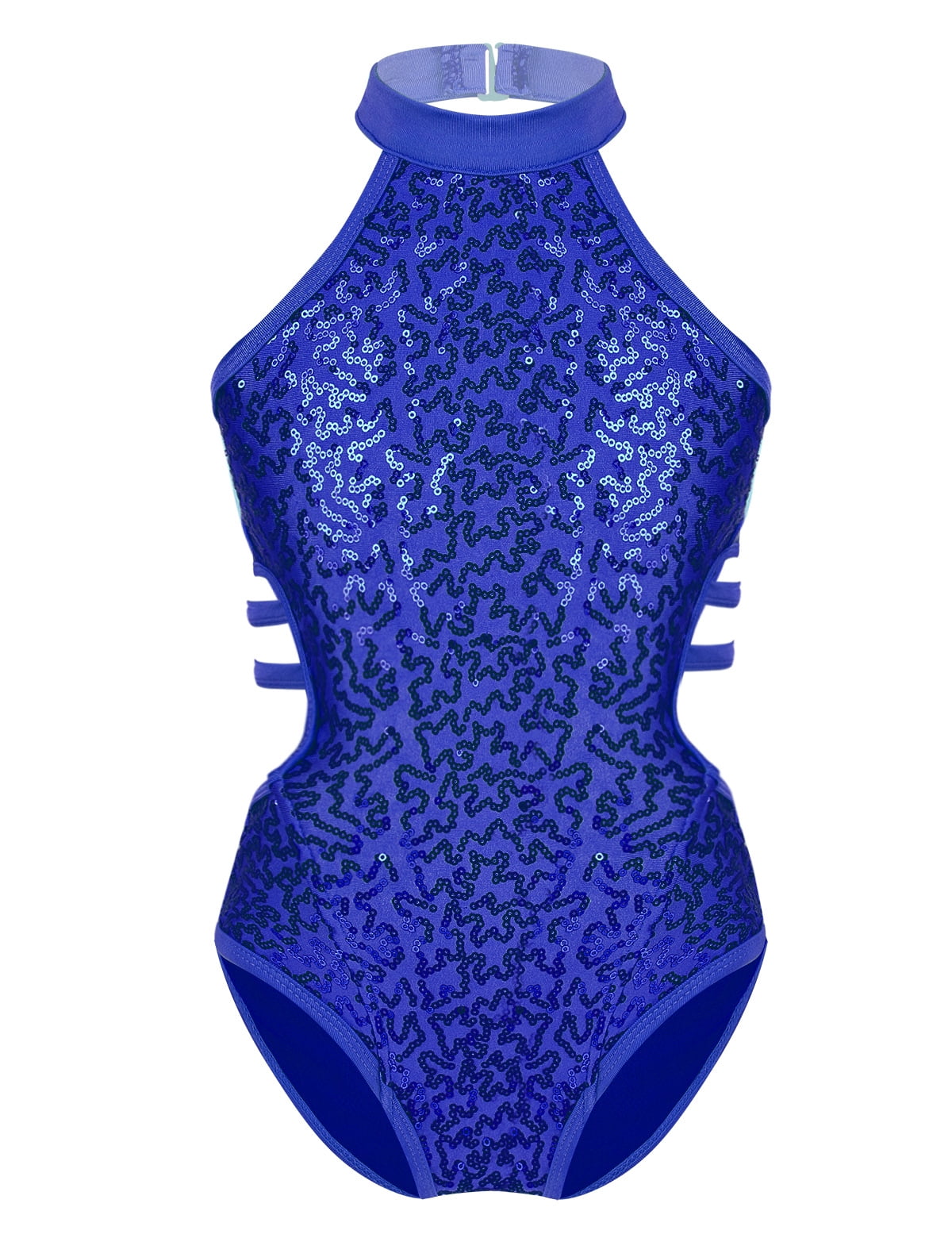 DPOIS Girls Sequined Turtle Mock Neck Leotard for Gymnastics Ballet ...