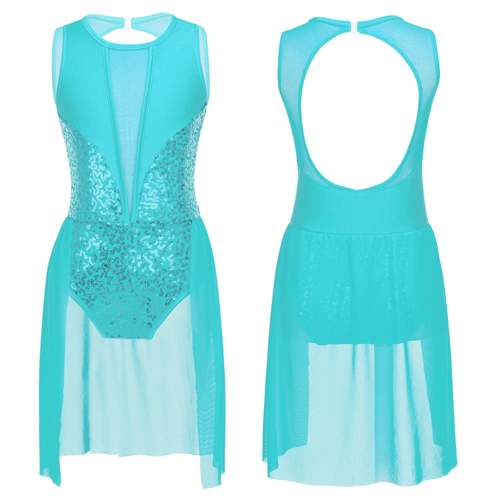 DPOIS Girls Sequins Lyrical Contemporary Modern Ballet Leotard Dress ...