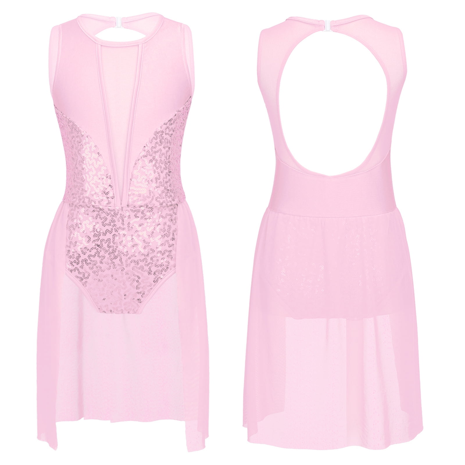 DPOIS Girls Sequins Lyrical Contemporary Modern Ballet Leotard Dress ...