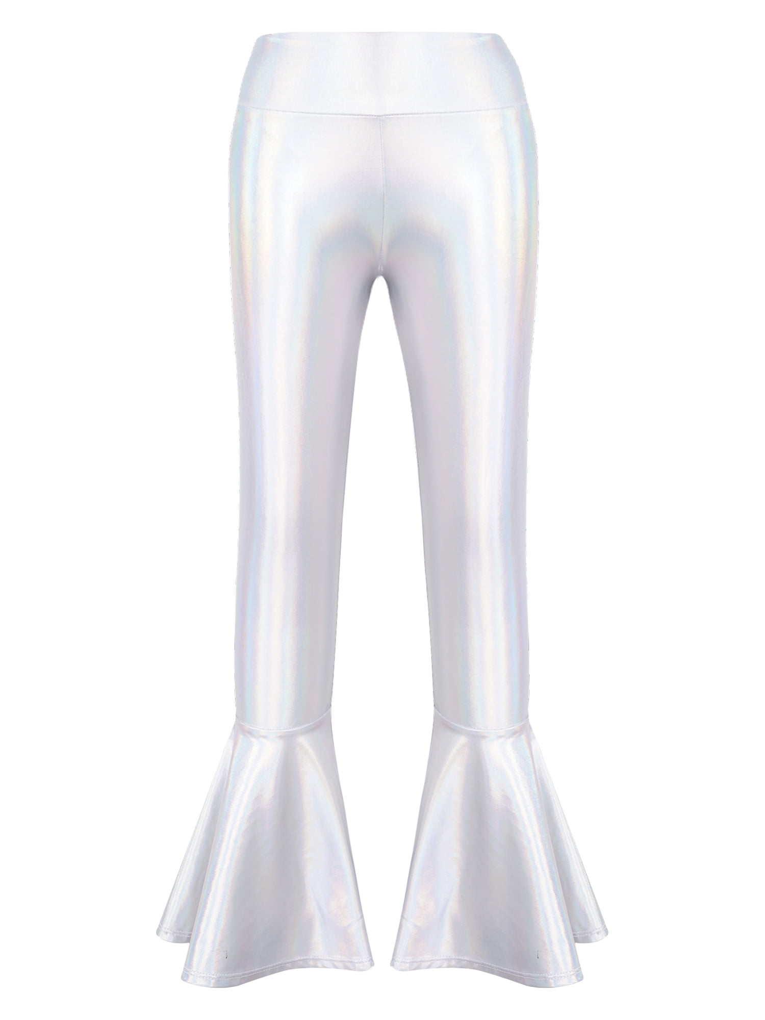 DPOIS Girls Shiny Metallic Bell-Bottoms Leggings Flared Pants Colorful ...