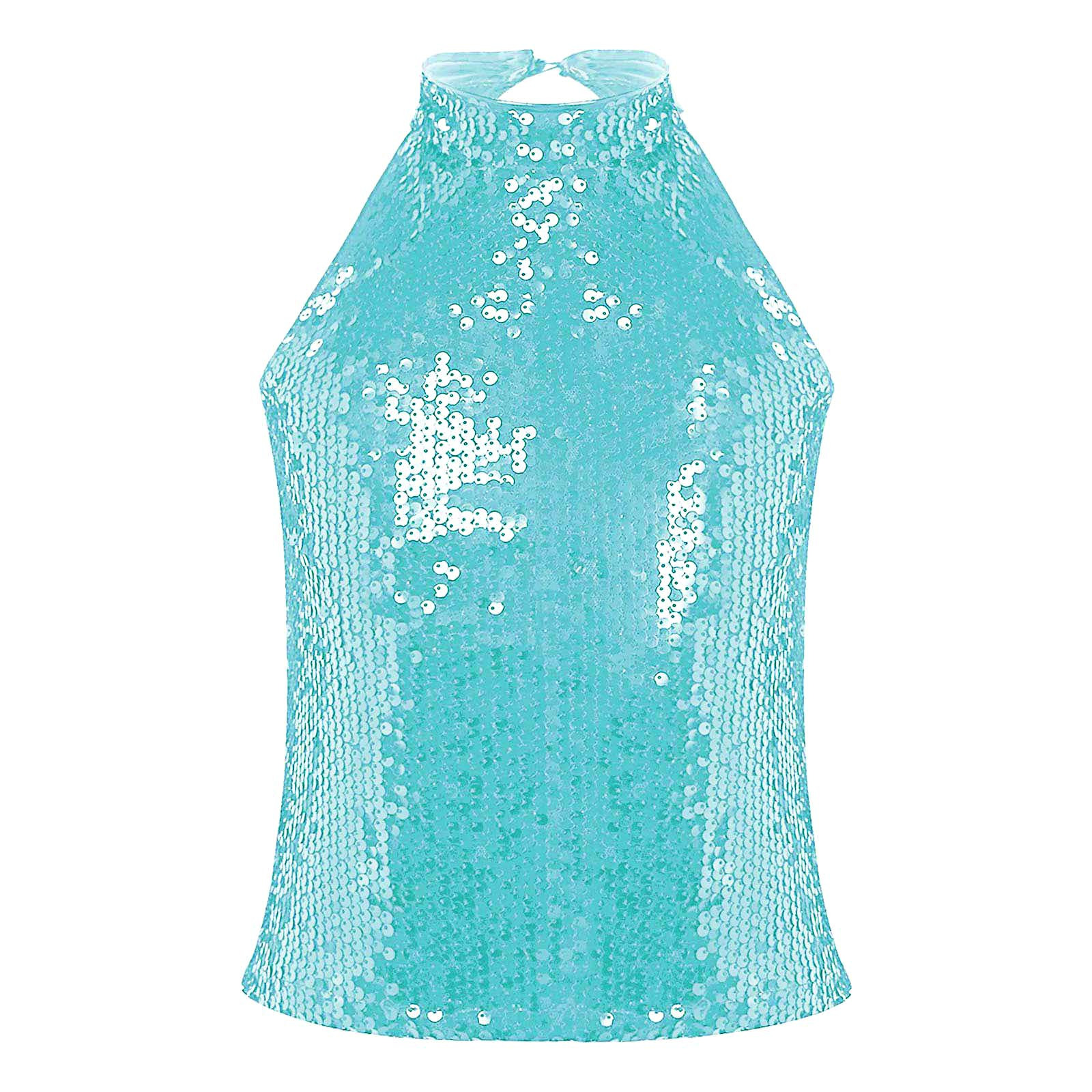 DPOIS Girls Shiny Sequined Metallic Sleeveless Dance Tank Top - Walmart.com