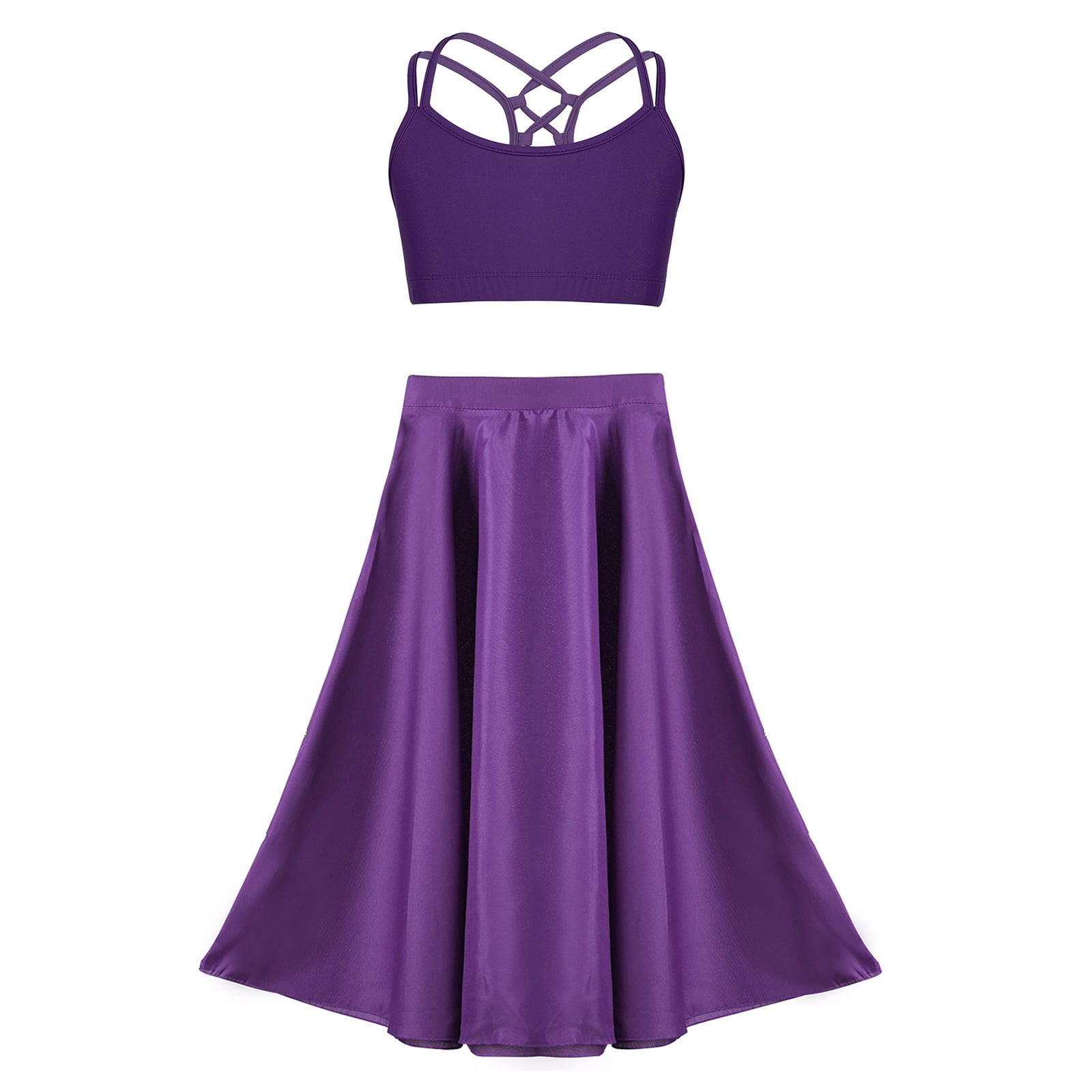 DPOIS Girls Spaghetti Straps Criss Cross Back Tanks with Chiffon Skirt ...